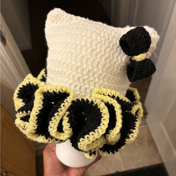 Handmade | Accessories | Hello Kitty X Batman Crochet Ruffle Hat | Poshmark